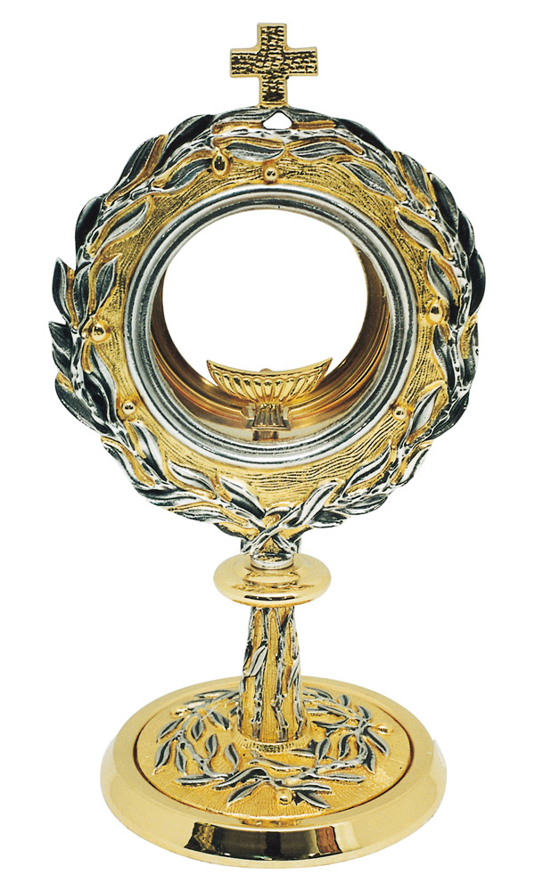 Ostensorio sacro in ottone bicolore per rito liturgico con ulivi ...