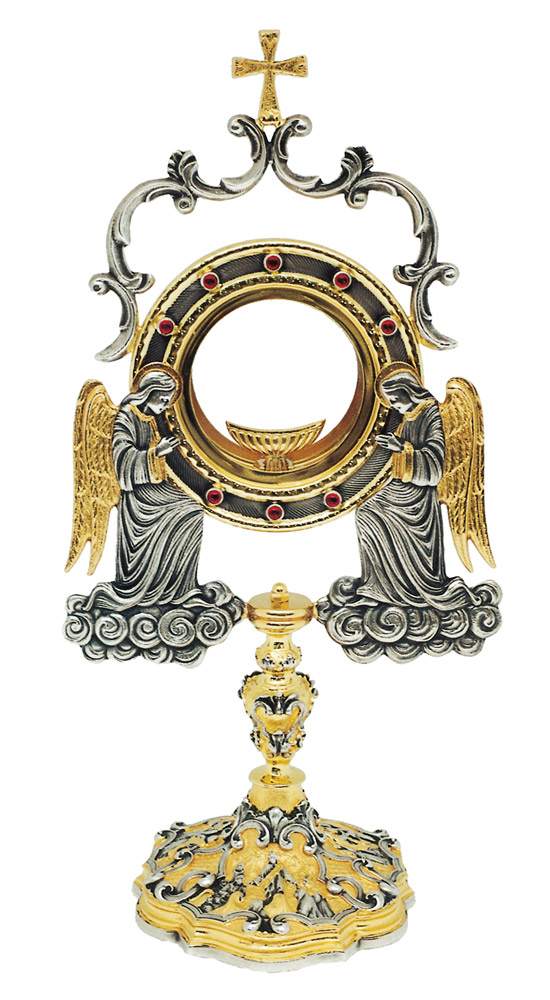 Ostensorio da Messa con immagini di miracoli, angeli e pietre rosse ...